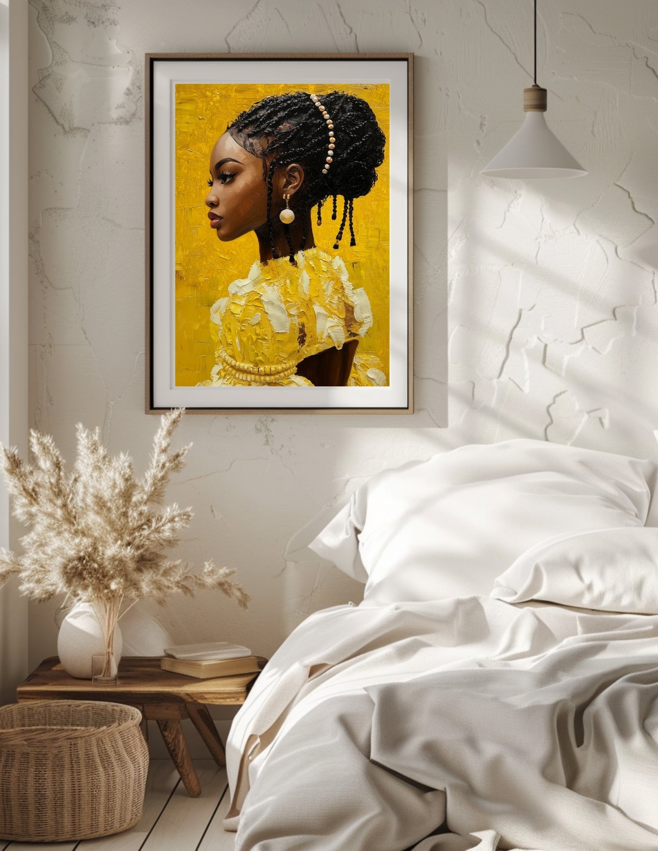 Sovereign Beauty in Braids - 3D Textured Oil Painting