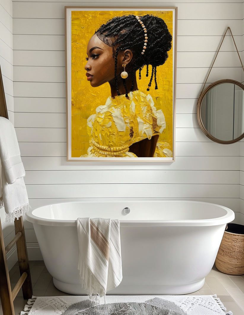 Sovereign Beauty in Braids - 3D Textured Oil Painting