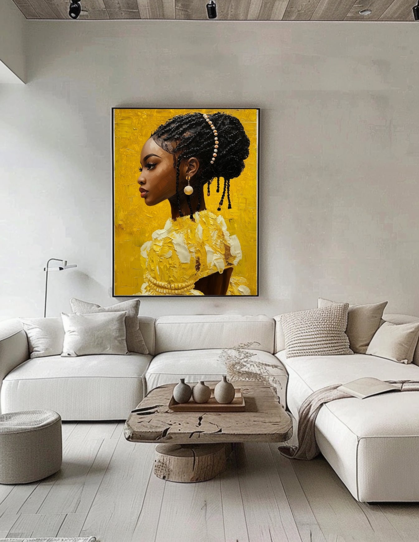 Sovereign Beauty in Braids - 3D Textured Oil Painting