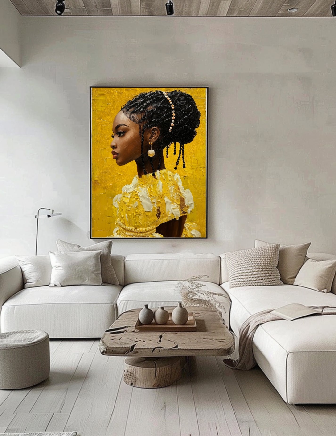 Sovereign Beauty in Braids - 3D Textured Oil Painting